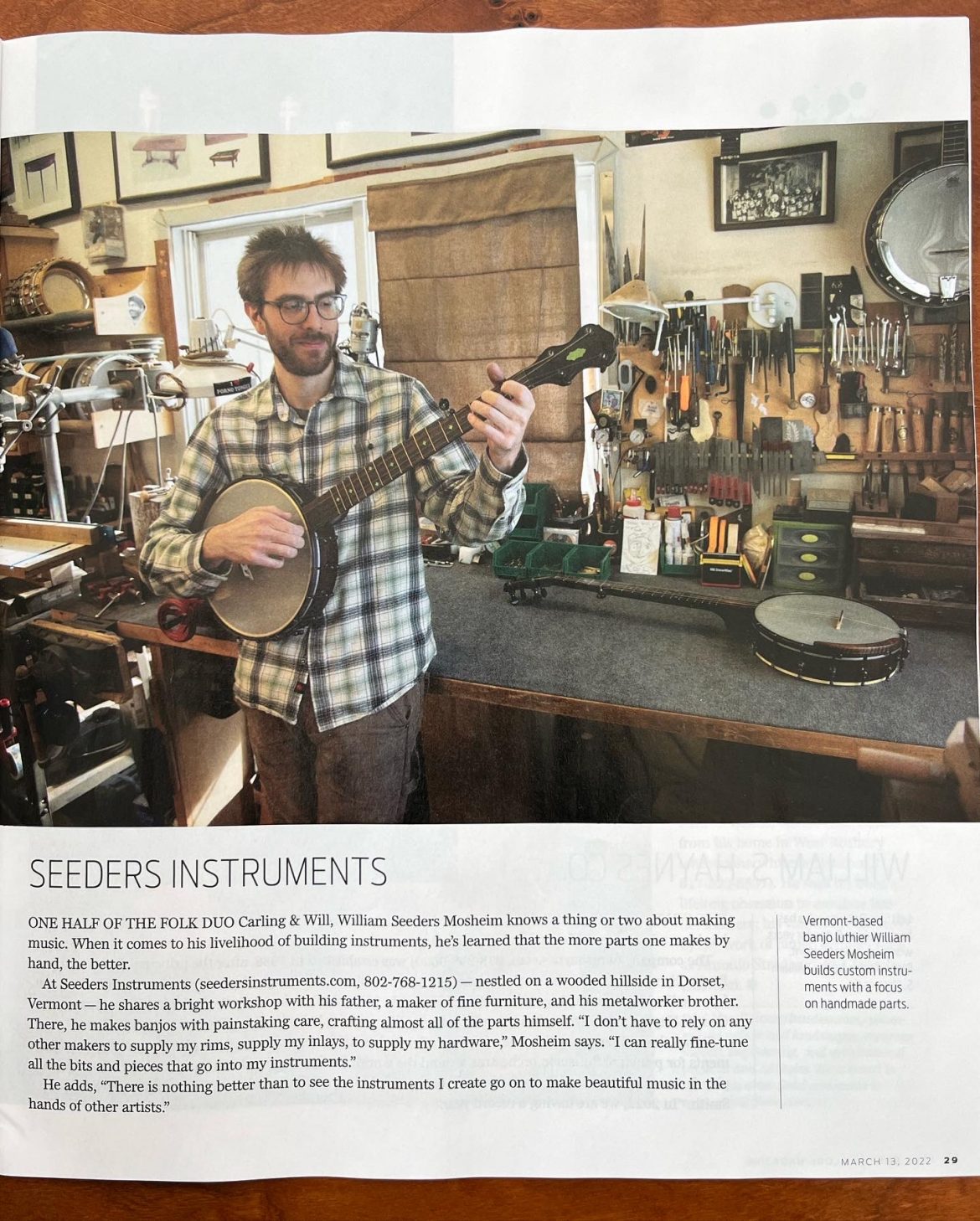 Boston Globe Sunday Magazine Feature - Seeders Instruments